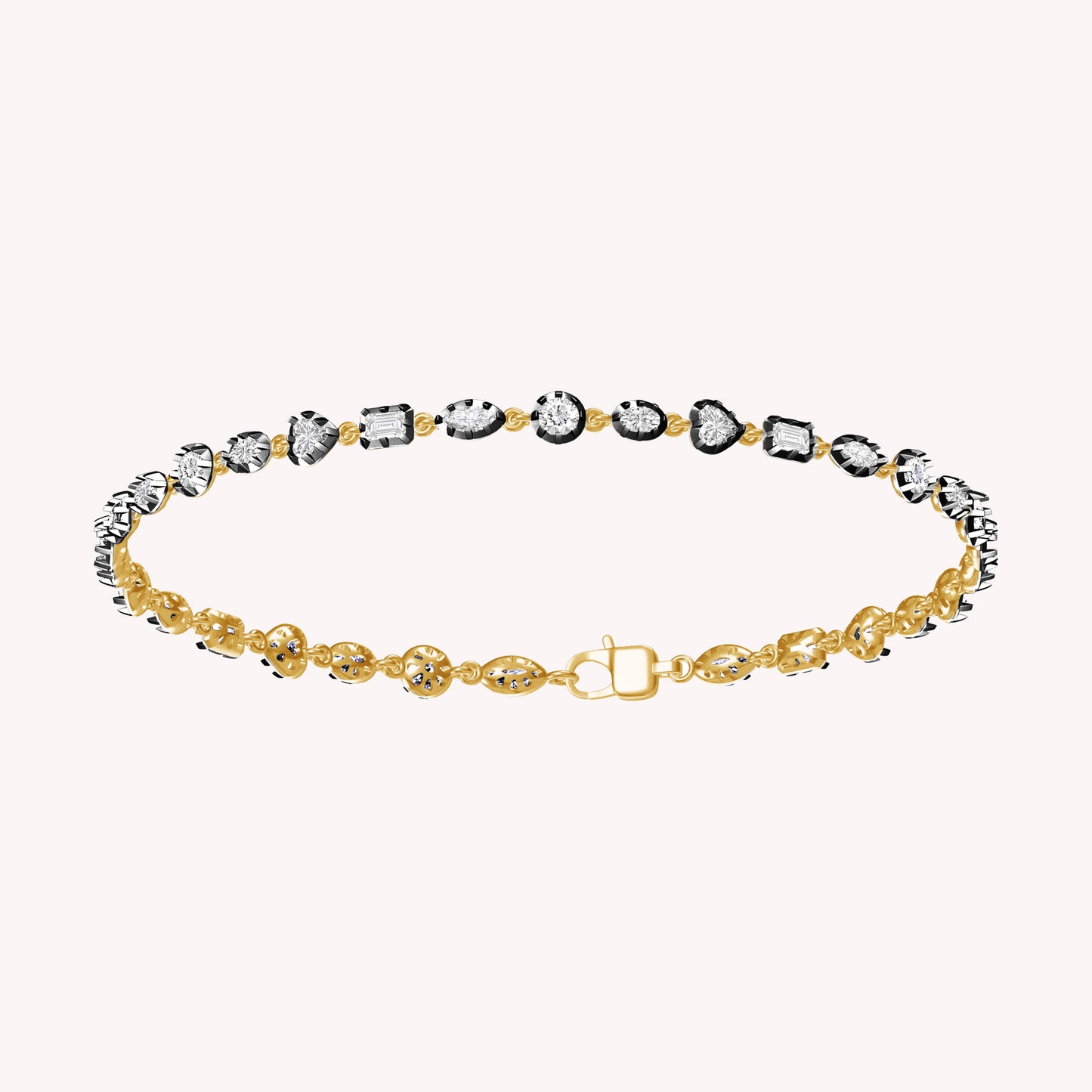 Tennis Bracelet for Woman, Multi Shape Lab Grown Two Tone Bracelets ...